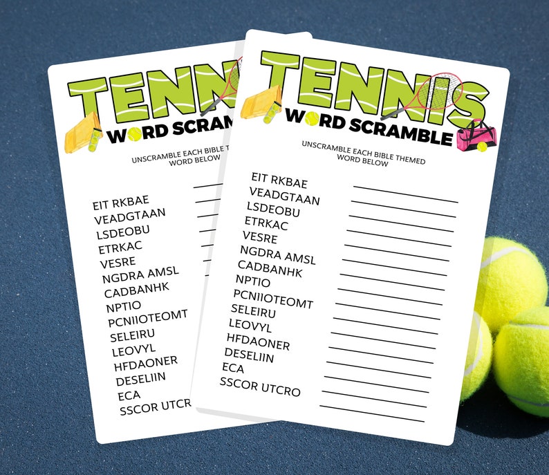 Tennis Word Scramble Game, Word Scramble Game, Team Building, Fun ...