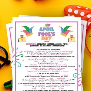 April Fools Trivia Game, April Fools Day Printable, April Game, Party ...