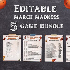 March Madness 5 Game Bundle, Basketball Printables, NCAA, March Madness ...
