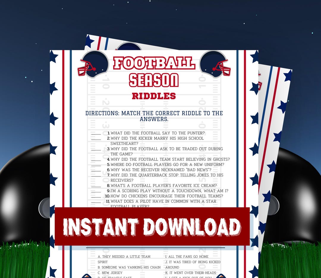 Football Season Riddles Game, Football Riddles, Watch Party Game ...