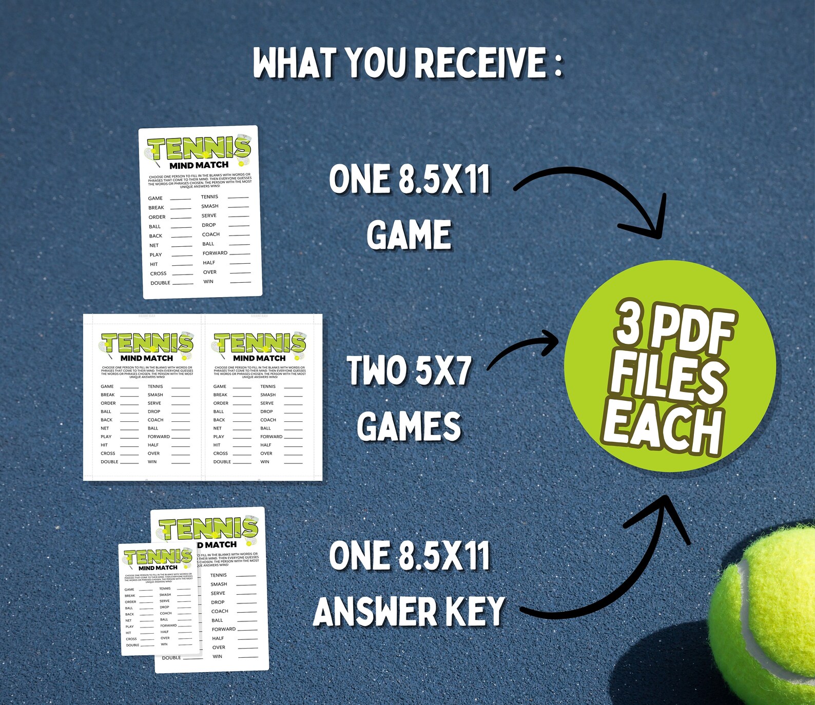 Tennis Mind Match up Game, Mind Matching Game, Team Building, Tennis ...
