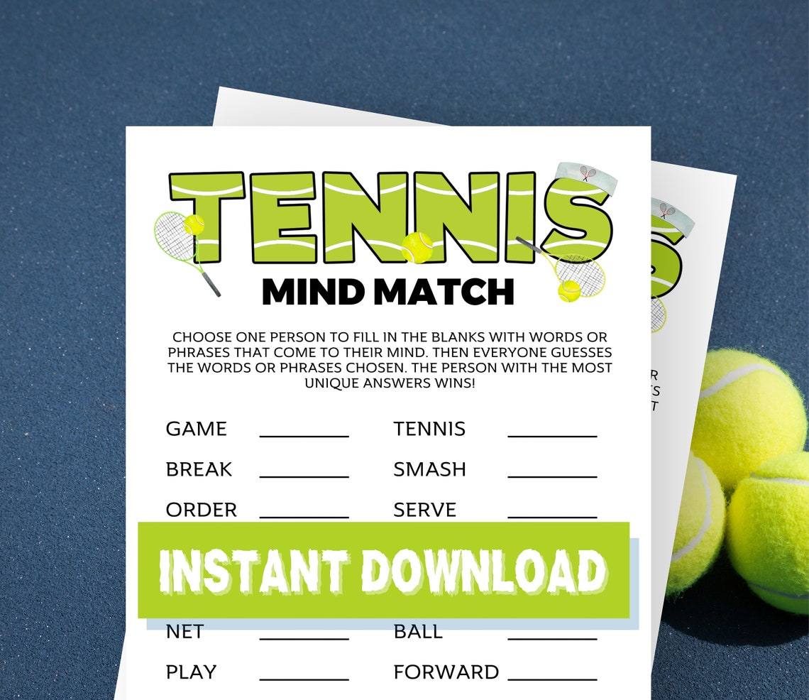 Tennis Mind Match up Game, Mind Matching Game, Team Building, Tennis ...