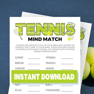 Tennis Mind Match up Game, Mind Matching Game, Team Building, Tennis ...