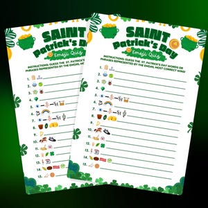 St Patrick's Day Emoji Pictionary Game, St Patrick's Day Game, Fun ...
