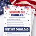 Memorial Day Riddles Game Printable - Etsy