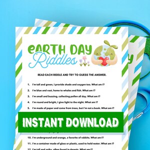 Earth Day Riddle Printable, Earth Day Game, Fun Earth Day Activity ...