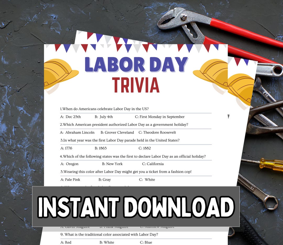 Labor Day Trivia Game, Trivia, Labor Day Quiz, Work Party Game, Career ...