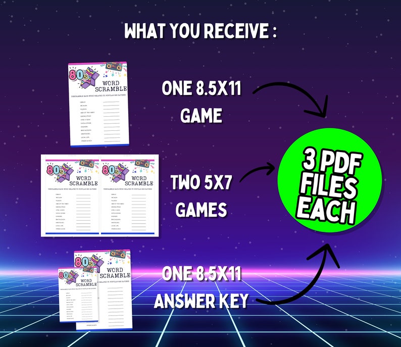 80s Word Scramble Game: Printable Party Activity (digital Download) - Etsy