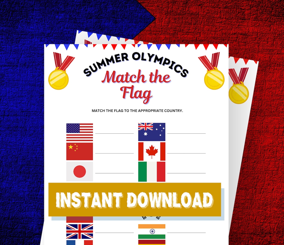 Summer Olympic Match the Flag Game, Match Country to Flag, Olympic ...