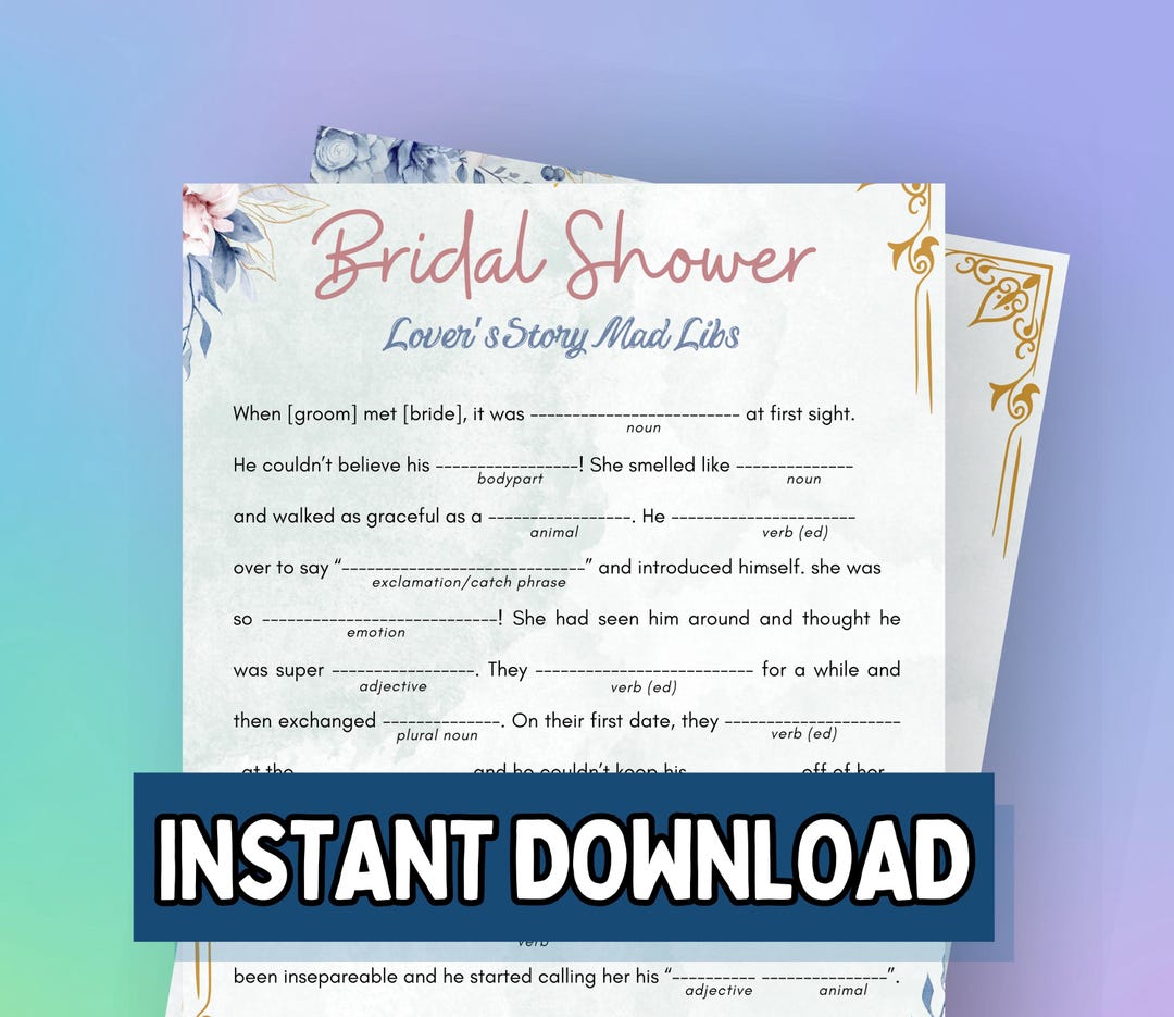Bridal Shower Mad Libs Game, Fun Wedding Mad Libs, Bachelorette Party ...