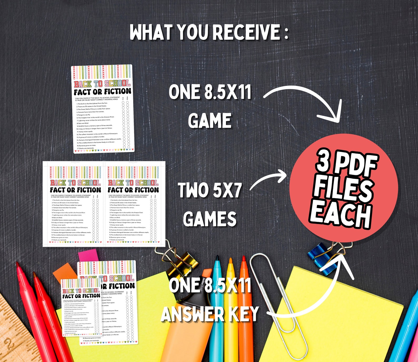 Back to School Fact or Fiction Game, Back to School Game, True or False ...