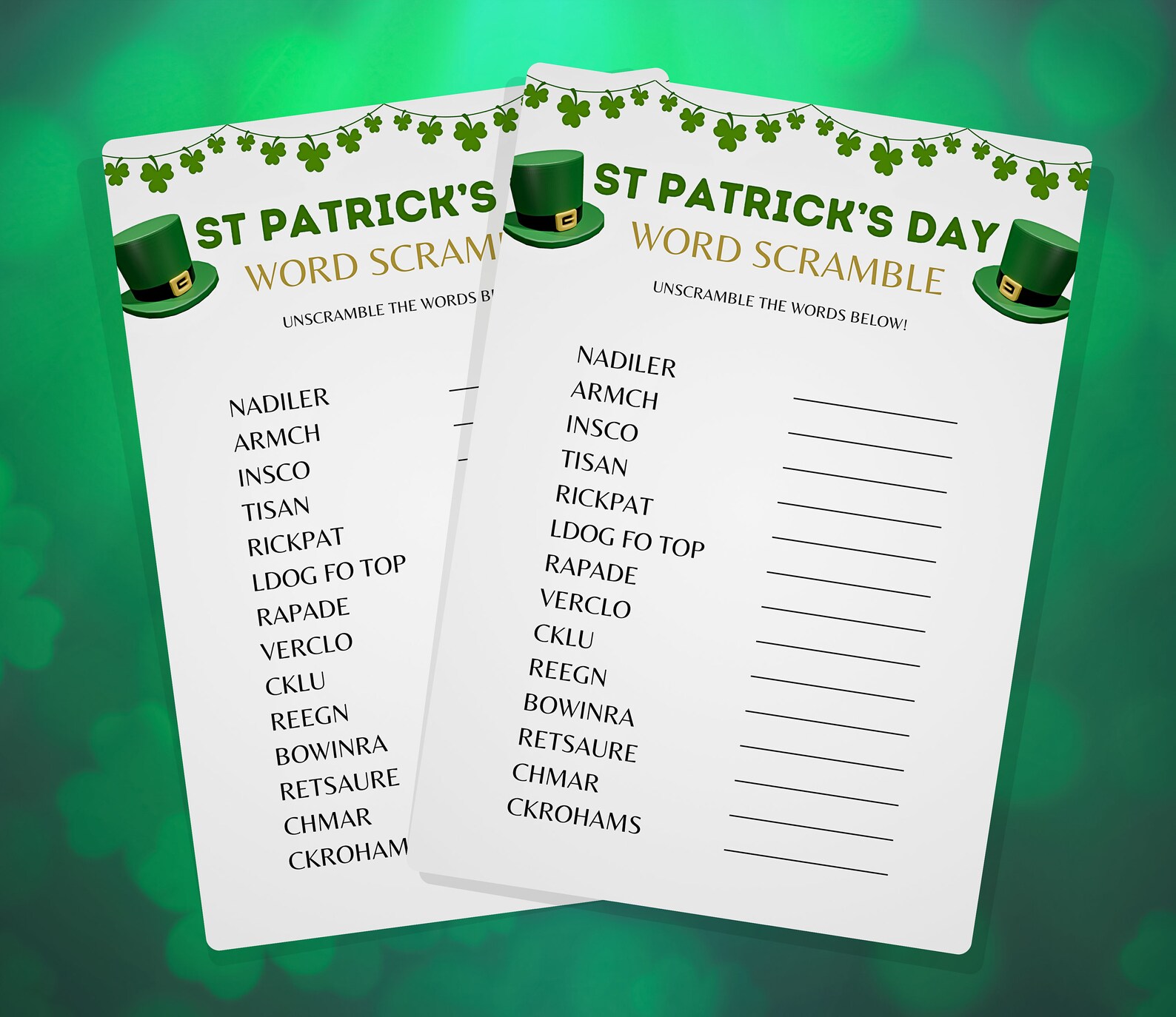 St Patricks Day Word Scramble Game - Etsy