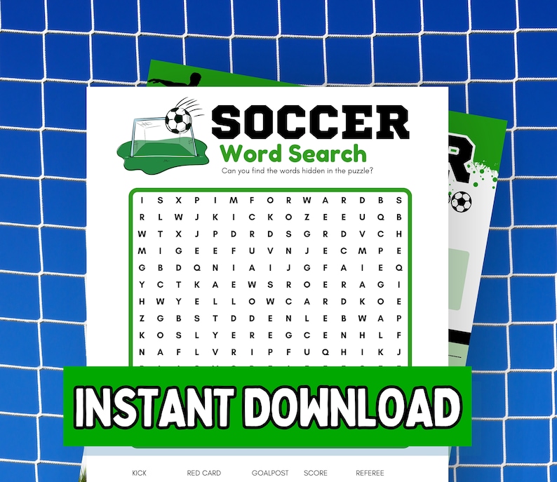 Soccer Word Search Game, Word Search Game, Fun Soccer Activity, Soccer ...