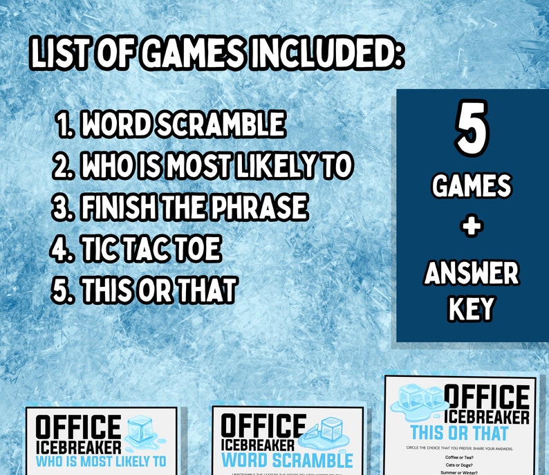Office Icebreaker Game Bundle, Office Party Game, Office Game, Work ...