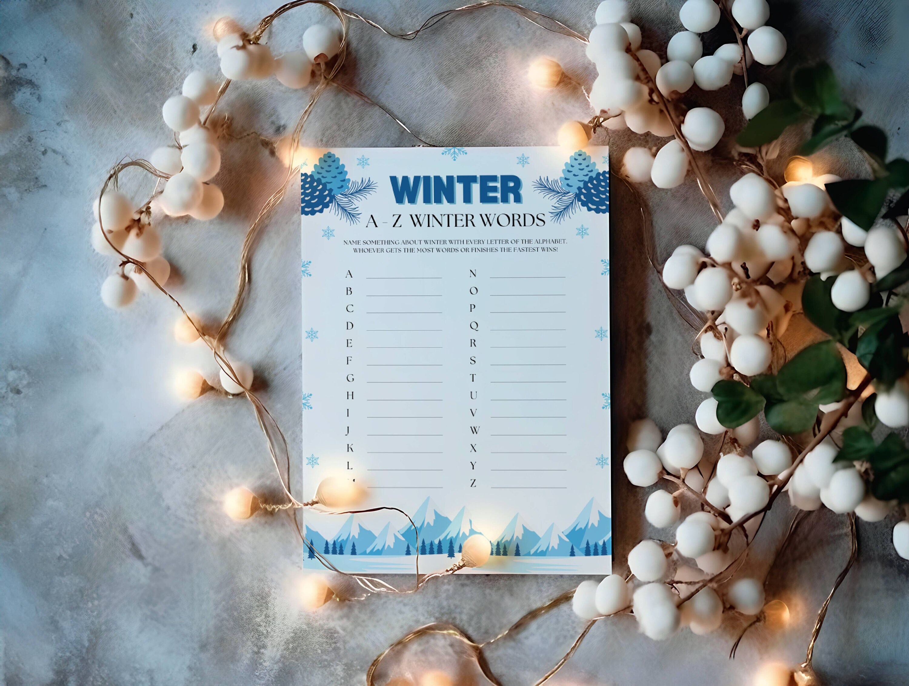 Winter A-Z Words Game, Winter Word Games, Winter Printable Games ...