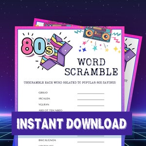 80s Word Scramble Game: Printable Party Activity (digital Download) - Etsy