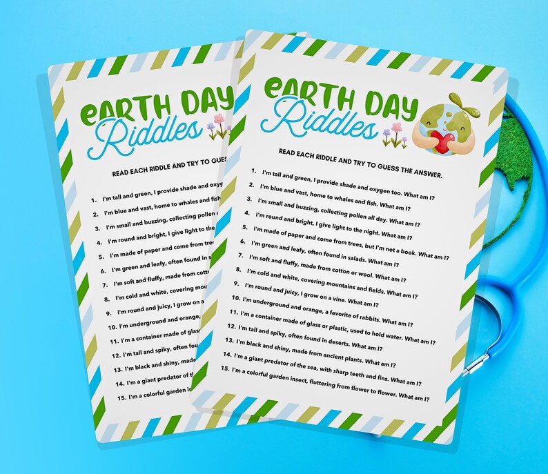 Earth Day Riddle Printable, Earth Day Game, Fun Earth Day Activity ...