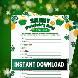 St Patrick's Day Emoji Pictionary Game, St Patrick's Day Game, Fun ...
