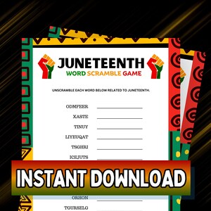 Juneteenth Word Scramble Game: Fun Activity (digital Download) - Etsy