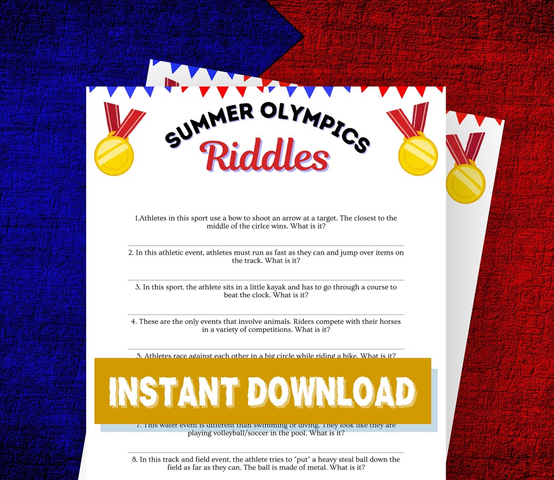Summer Olympic Riddle Game, Olympic Riddle Game, Fun Olympic Activity ...