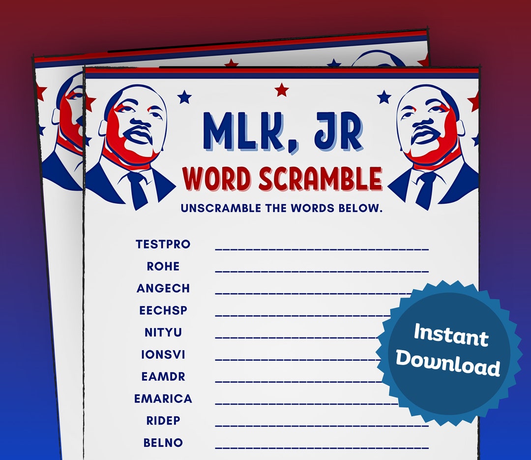 MLK Word Scramble Game, Word Scramble, MLK, Martin Luther King Day ...