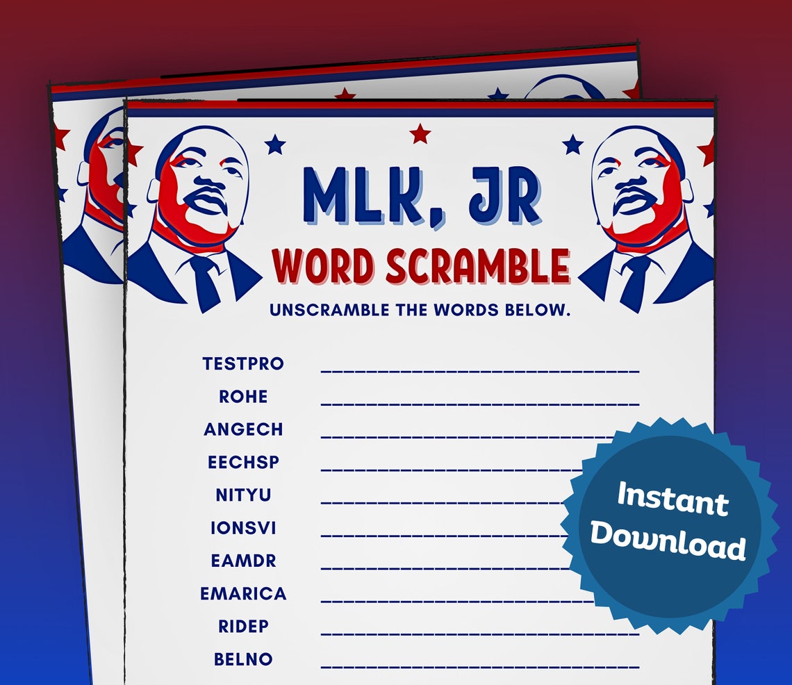 MLK Word Scramble Game, Word Scramble, MLK, Martin Luther King Day ...