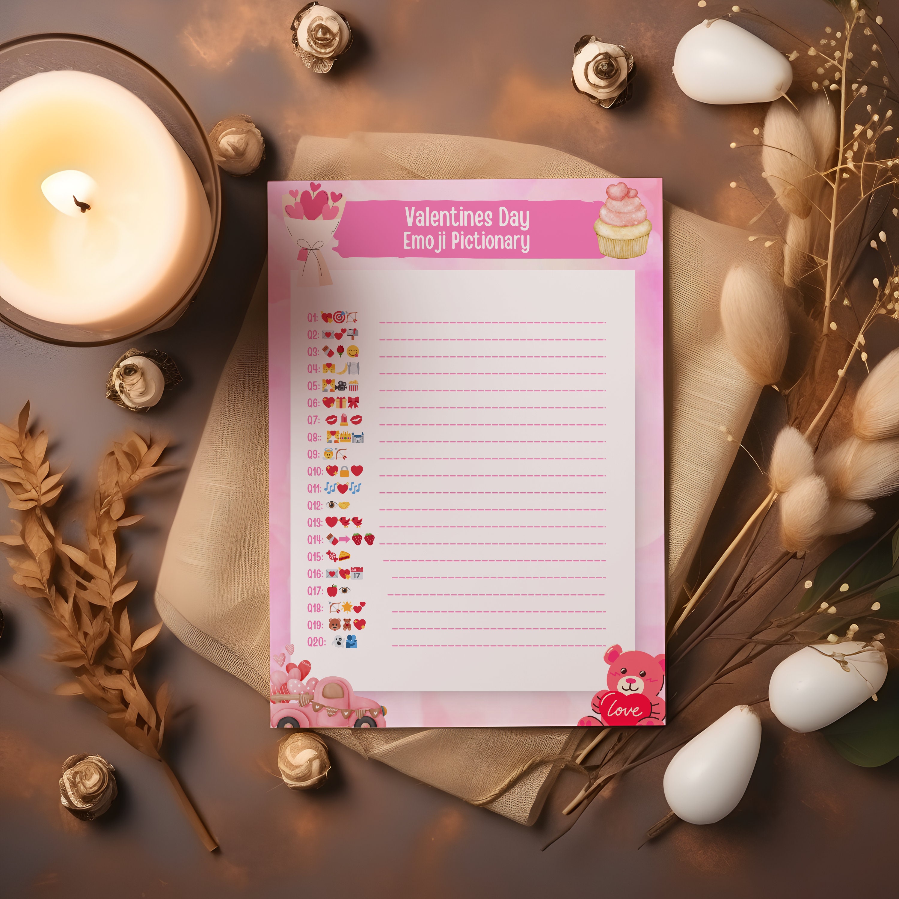 Valentines Day Emoji Pictionary Game, Valentine Games, Valentines Day ...