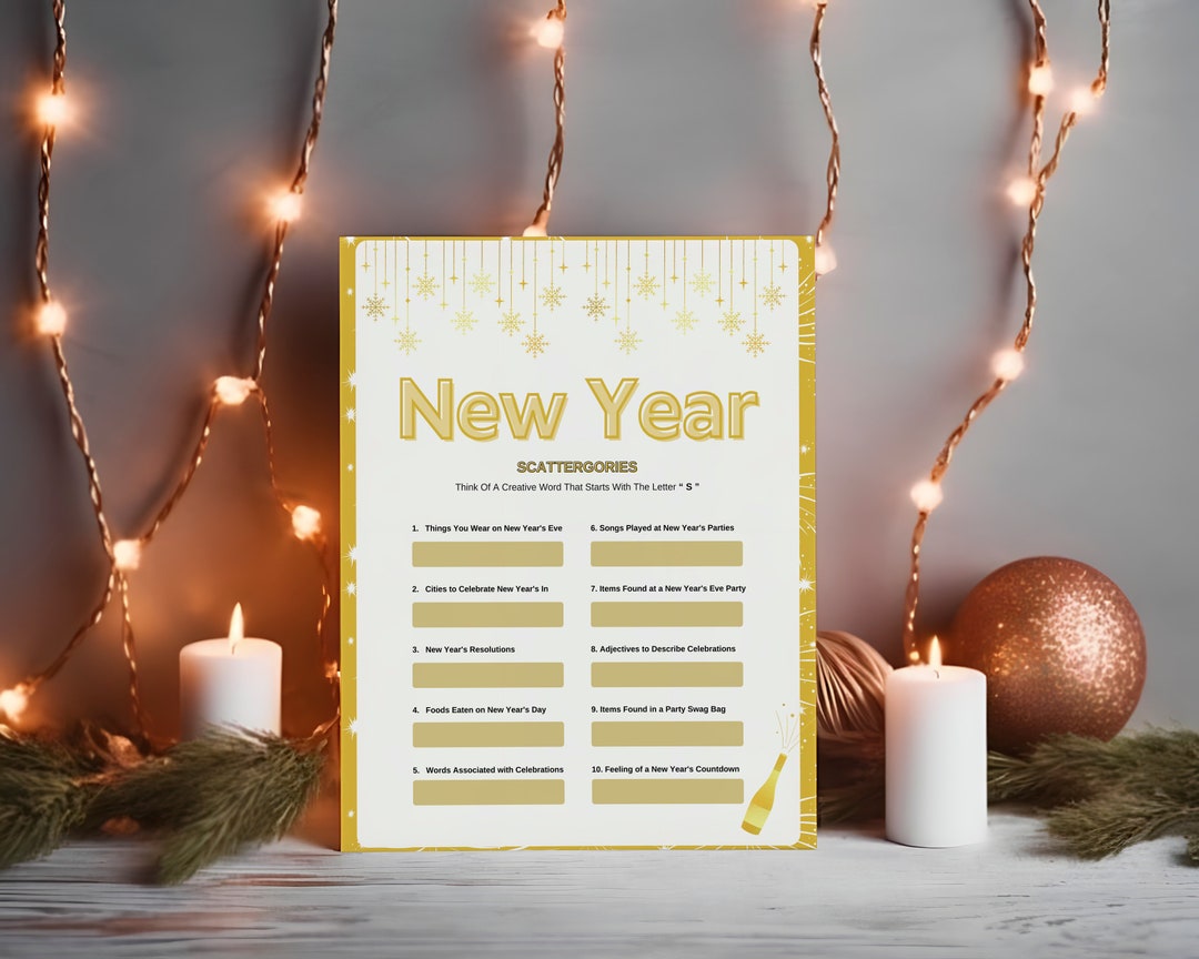 New Years Scattergories Game, Party Games, NYE Activity, Holiday Game ...