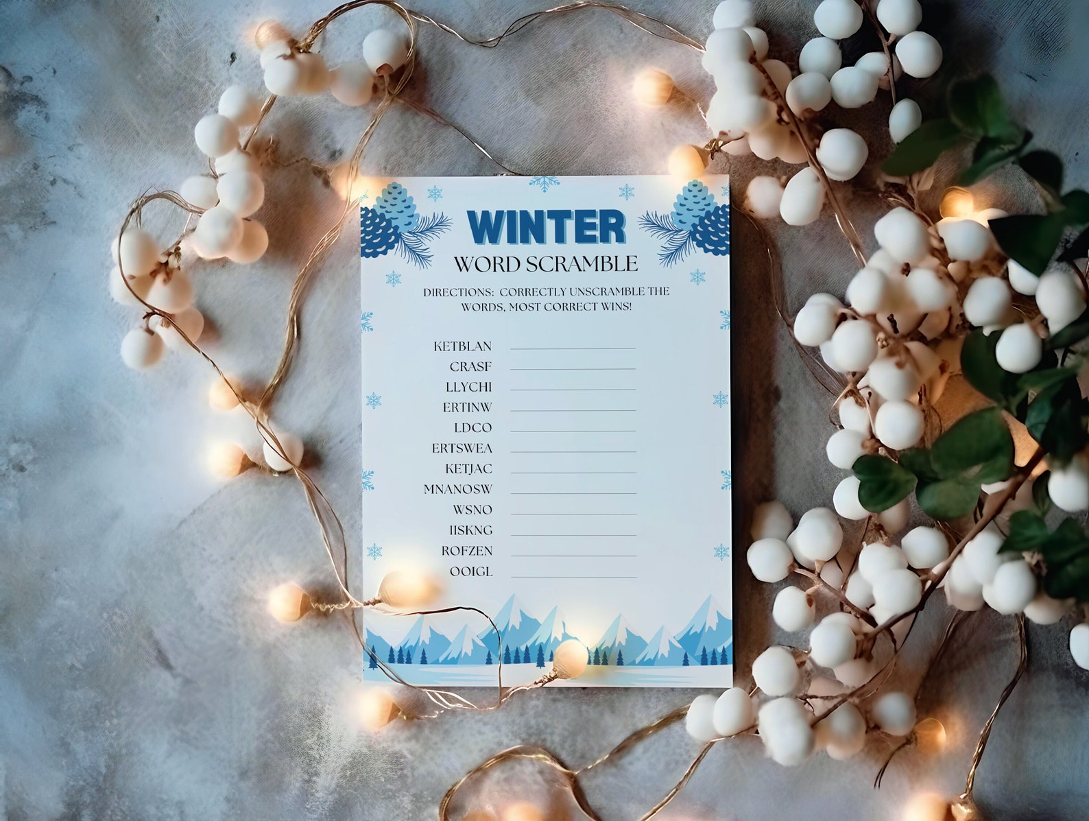 Winter Word Scramble Game, Winter Word Games, Winter Printable Games ...