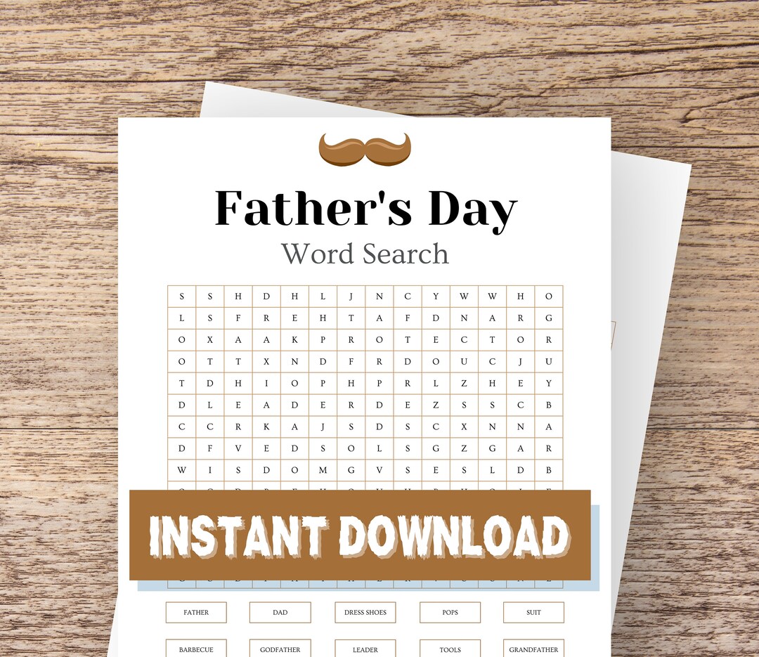 Fathers Day Word Search Printable, Fathers Day Game, Word Search, Word ...