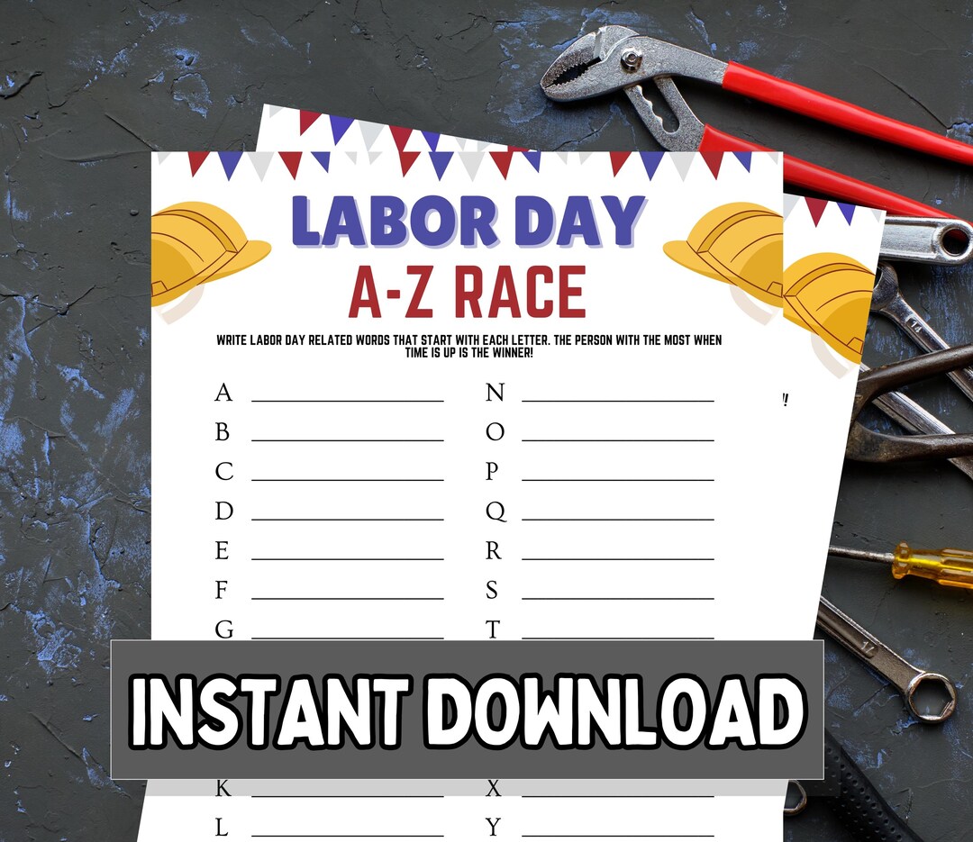 Labor Day A to Z Race Game, A to Z, Career Game, Work Party Game, USA ...