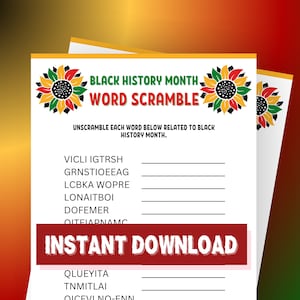 Black History Word Scramble Game, Black History Month, Black History ...