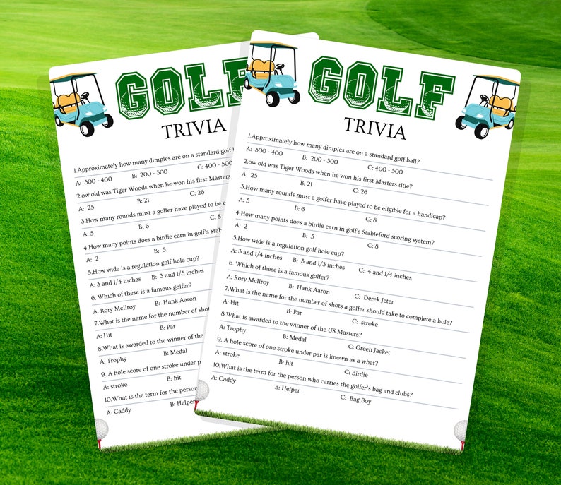 Golf Trivia Game, Trivia, Fun Golf Activity, Golf Themed Party Game ...