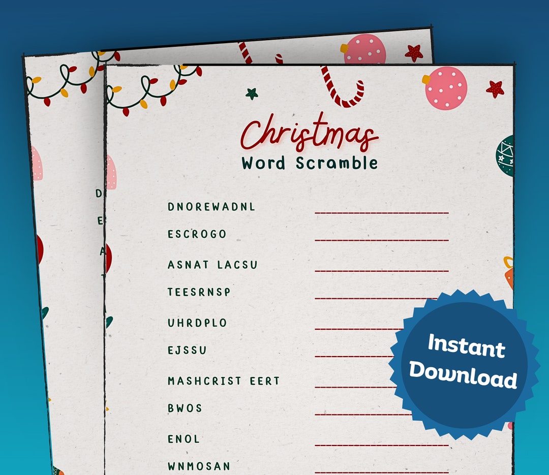 Christmas Word Scramble Game, Word Scramble Game, Fun Christmas Game ...