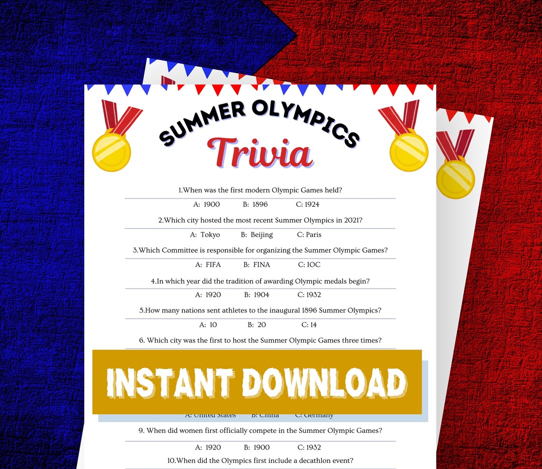 Summer Olympic Trivia Game, Olympic Quiz, Trivia, Summer Olympic ...