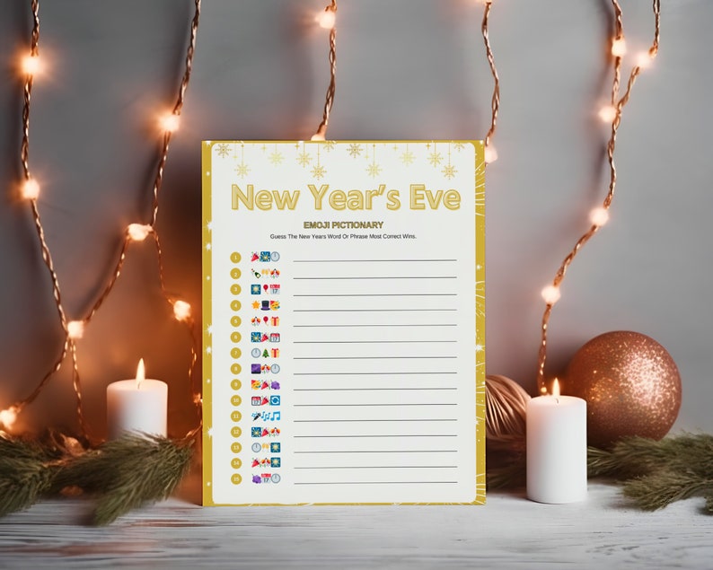 New Years Emoji Pictionary Game, NYE Party Games, New Years Game, New ...