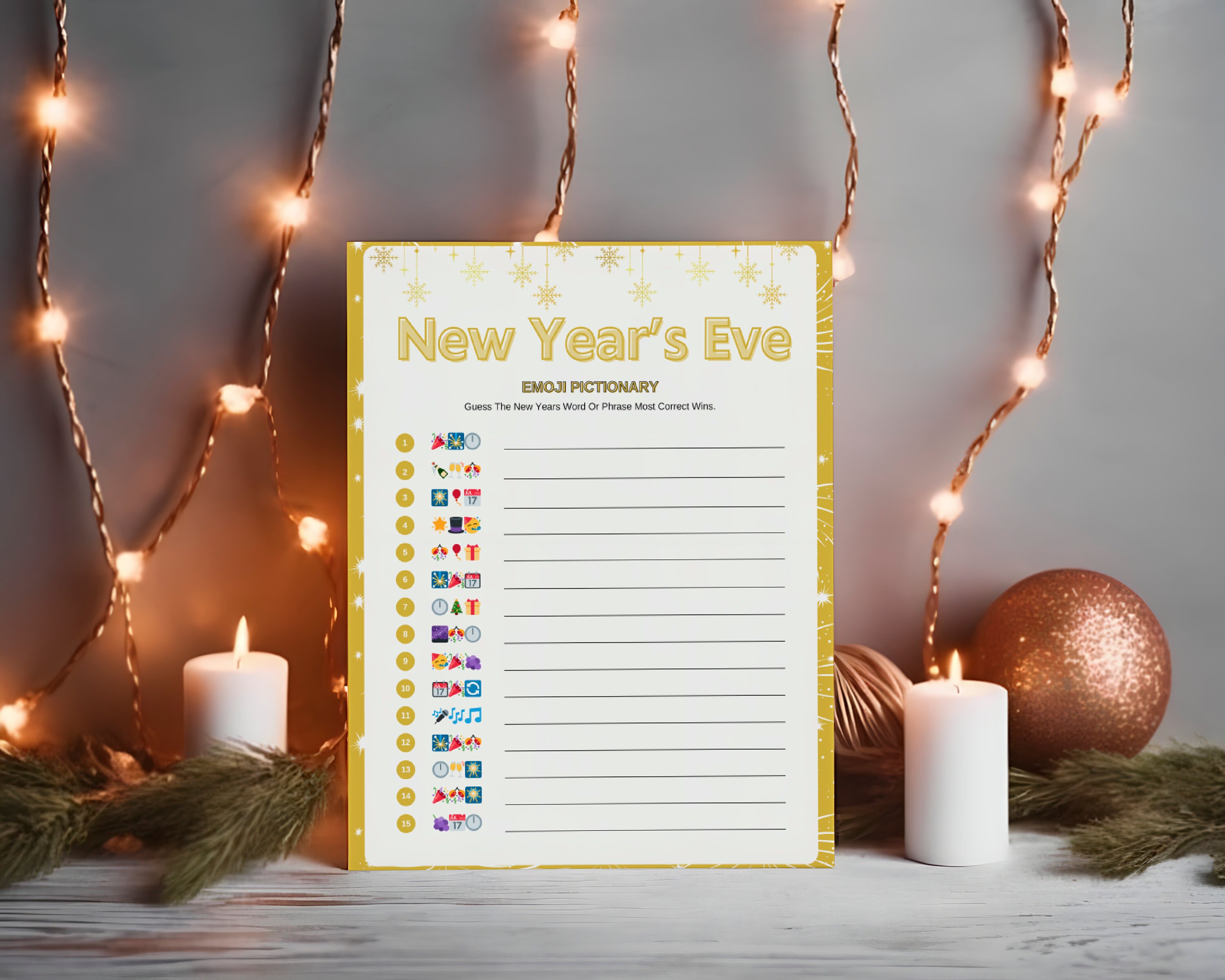New Years Emoji Pictionary Game, NYE Party Games, New Years Game, New ...