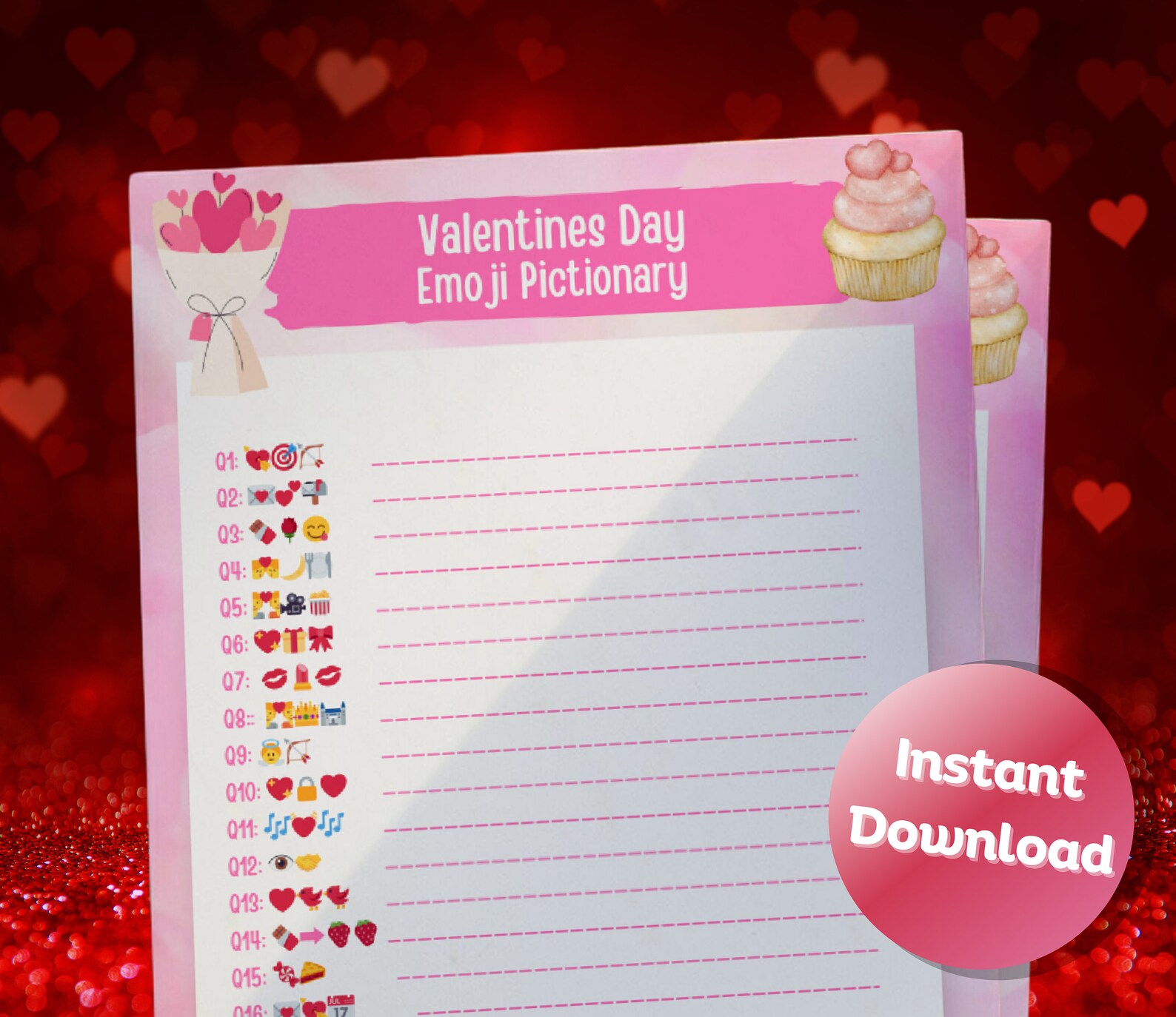 Valentines Day Emoji Pictionary Game, Valentine Games, Valentines Day ...