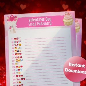 Valentines Day Emoji Pictionary Game, Valentine Games, Valentines Day ...