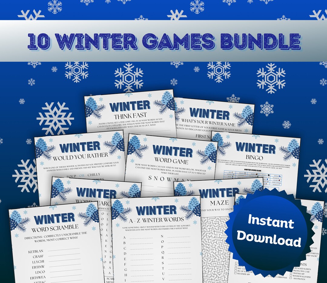 Winter Game Bundle, Fun Winter Printables, Winter Games, Wintertime ...