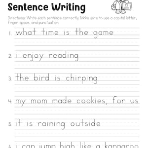 Correct the Sentences Worksheets, 10 Page Printable, for 1st and 2nd ...