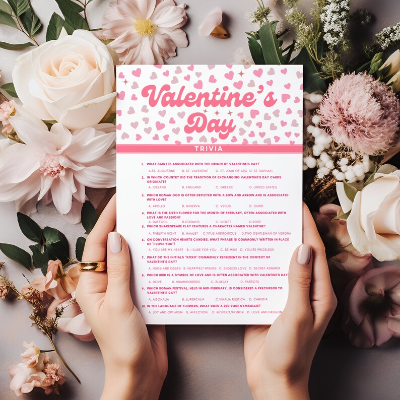 Valentines Trivia Game, Valentines Day Games, Valentines Day Printable ...