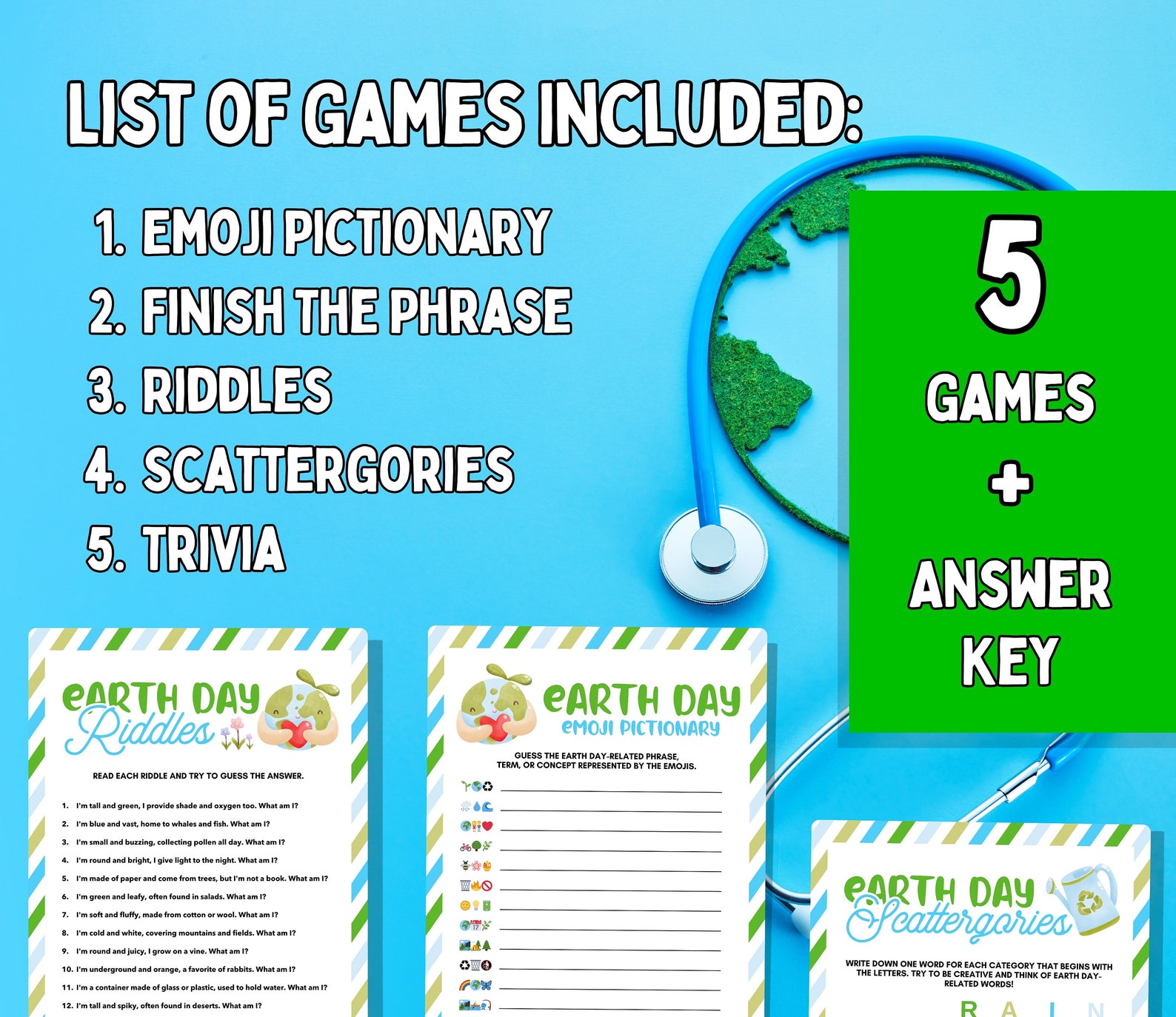Earth Day Game Bundle, Earth Day Games, Zero Waste, Earth Day Activity ...