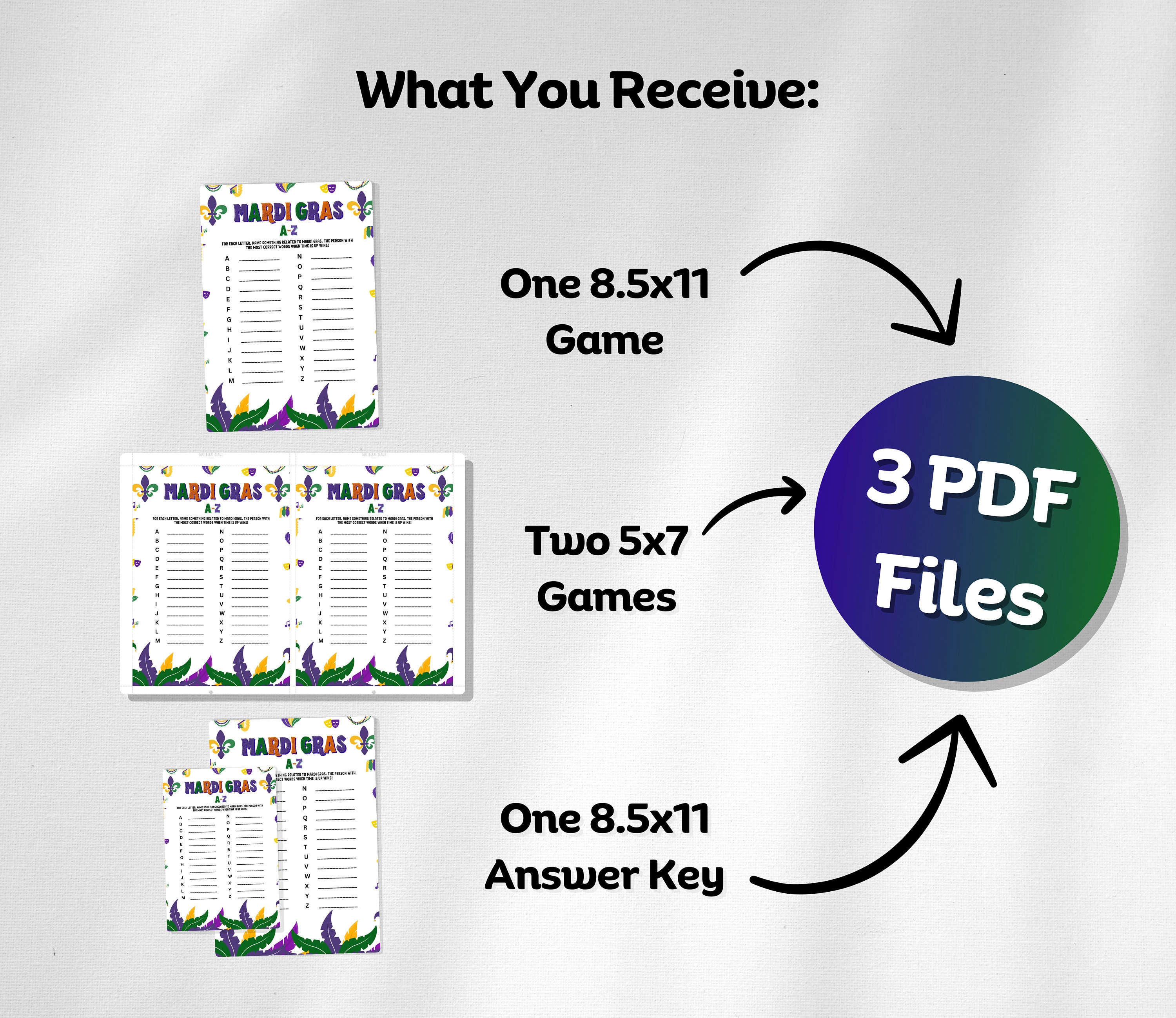 Mardi Gras A to Z Game, Word Games, Mardi Gras Activity, Fun Game for ...