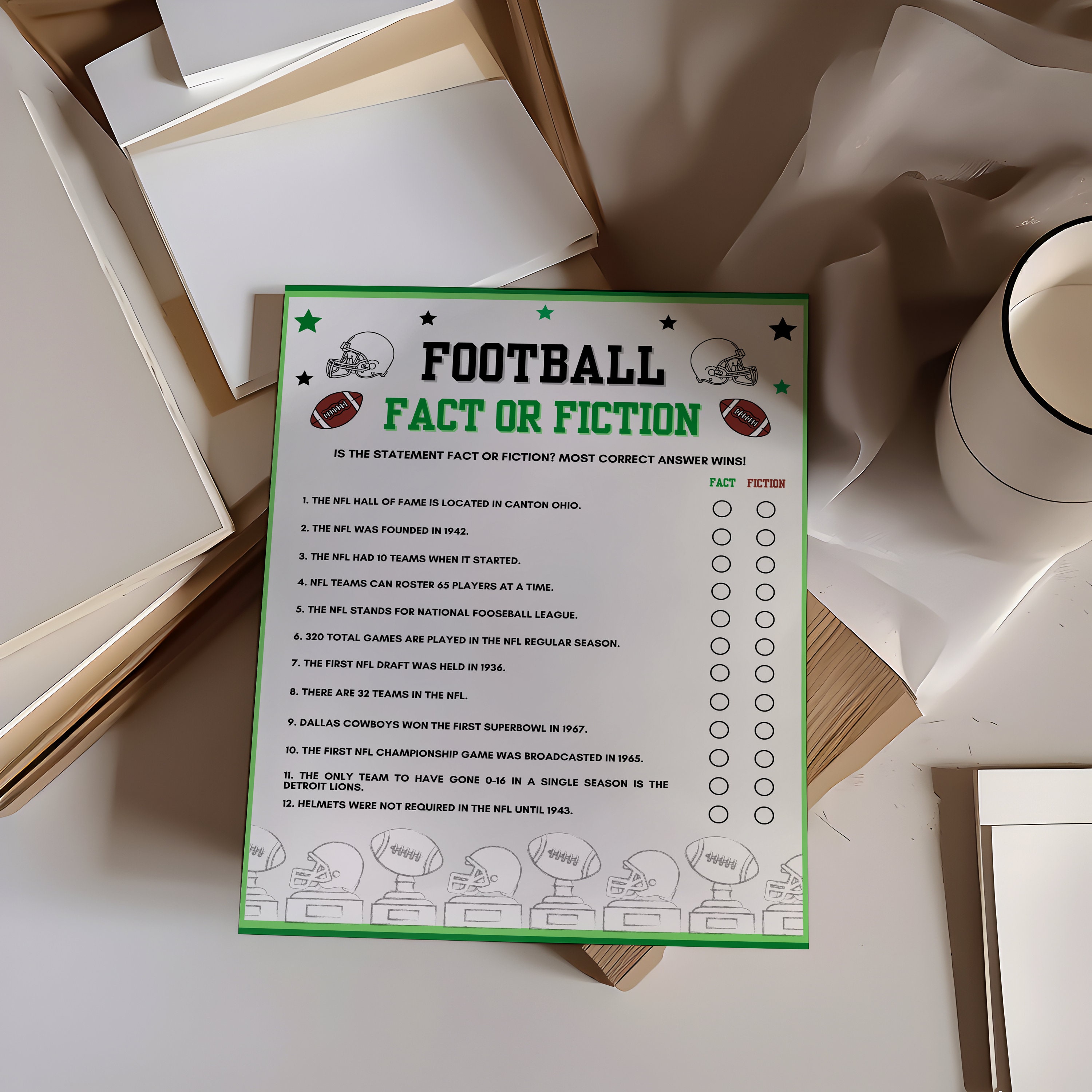 Football Fact or Fiction, Football Party Games, Super Bowl Party Games ...