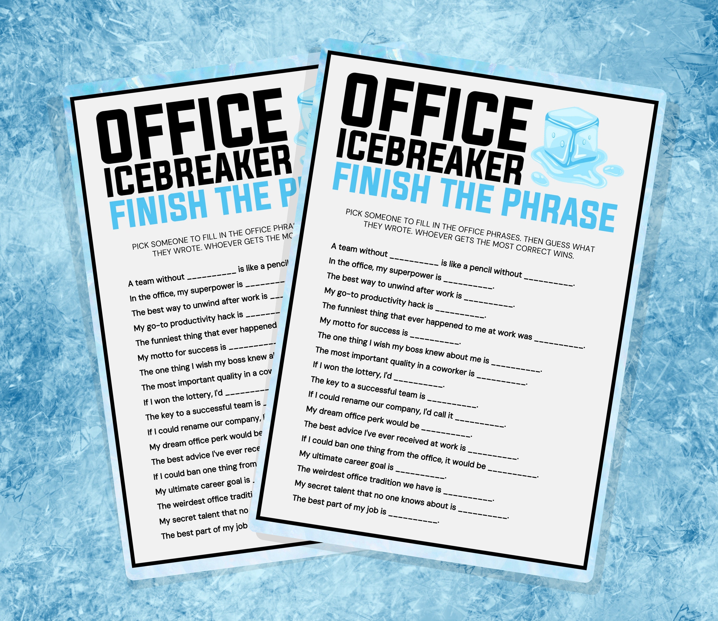 Office Icebreaker Finish the Phrase Game, Finish the Phrase, Office ...