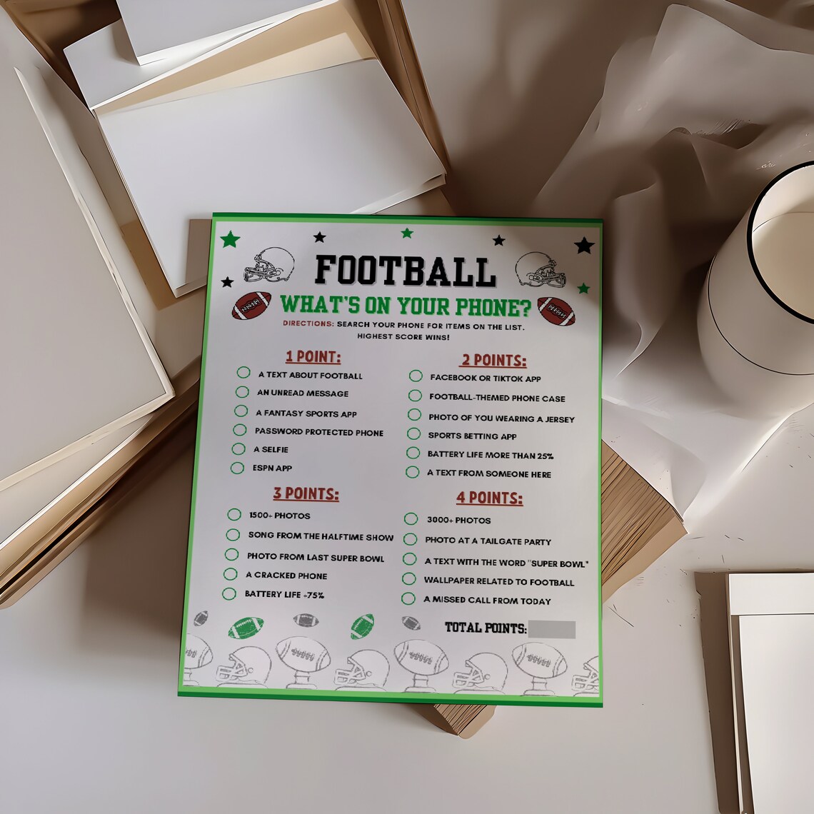 Football What's on Your Phone Game, Super Bowl Party, Game Day ...