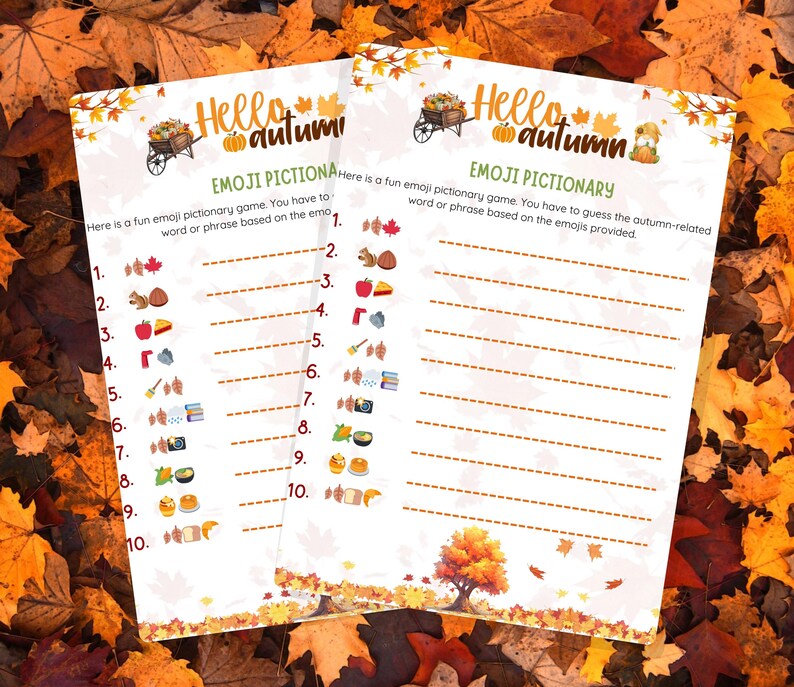 Autumn Emoji Pictionary Game, Emoji Quiz, Fun Autumn Game, Classroom ...