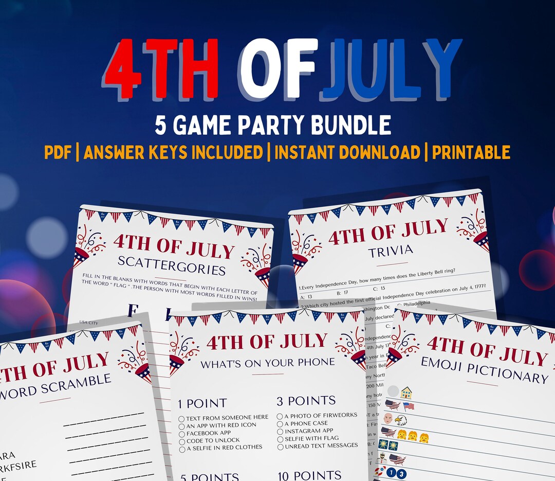 Fourth of July Game Bundle, 4th of July Games, Independence Day Games ...