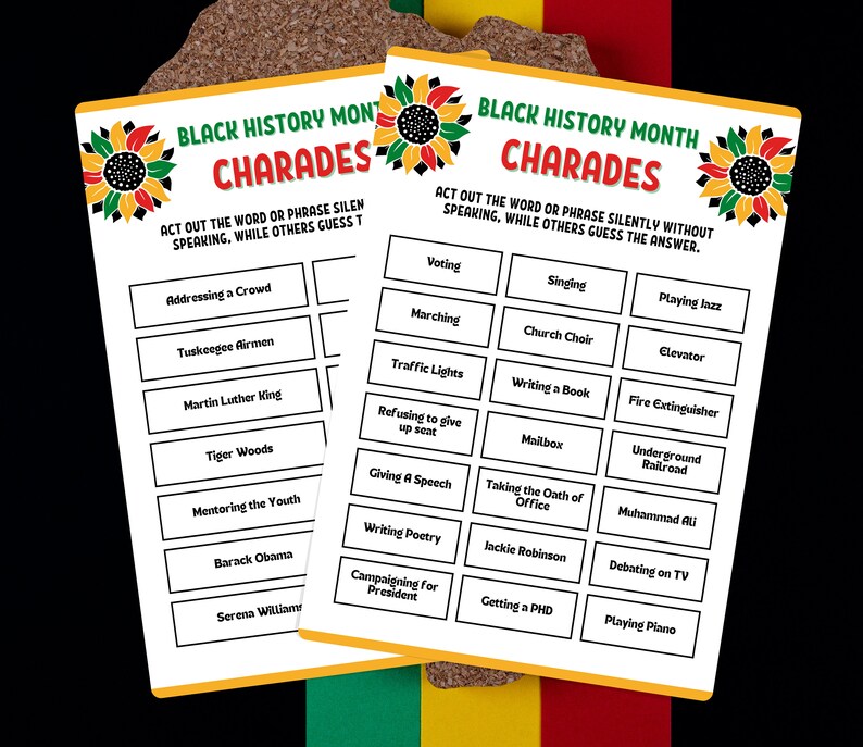 Black History Charades Game: Classroom Printable (digital Download) - Etsy